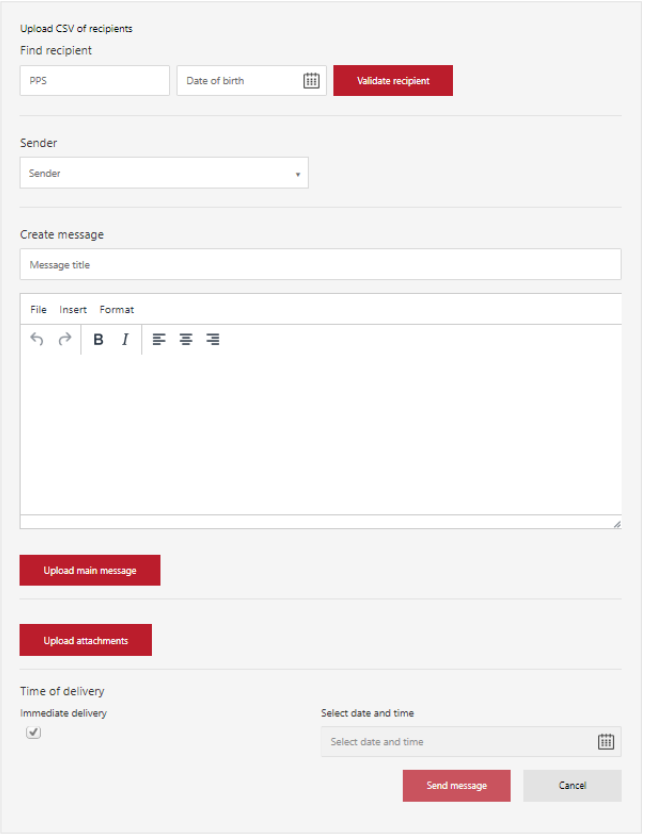 How to send a message – Digital Postbox Platform